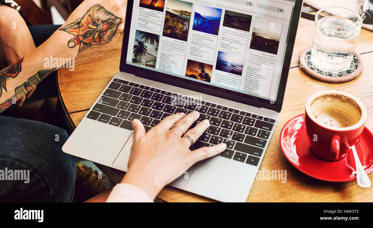 Person Browsing Internet On Laptop Concept Stock Photo - Alamy