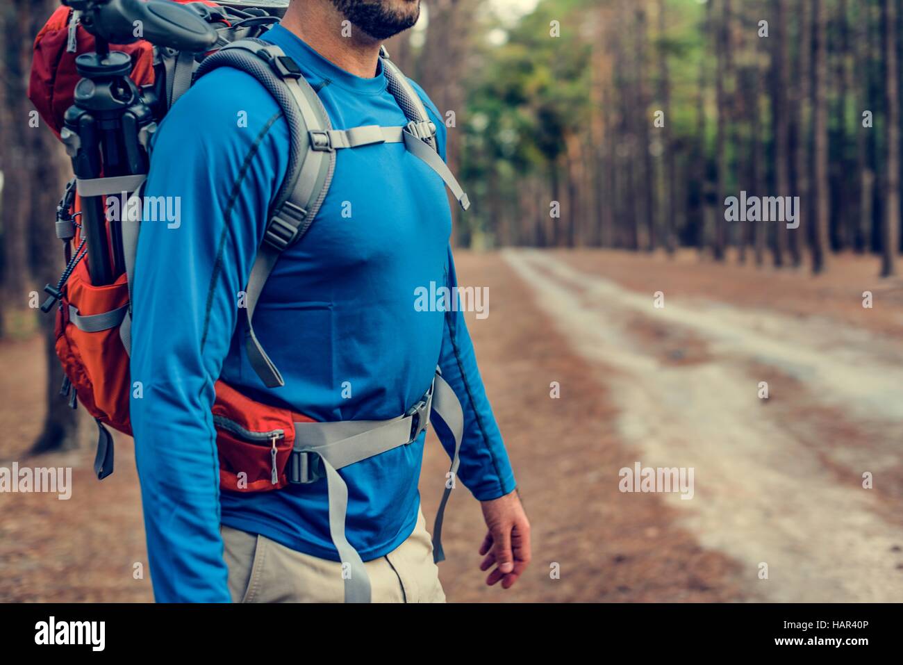 Guy Exploring Freedom Outdoors Concept Stock Photo - Alamy