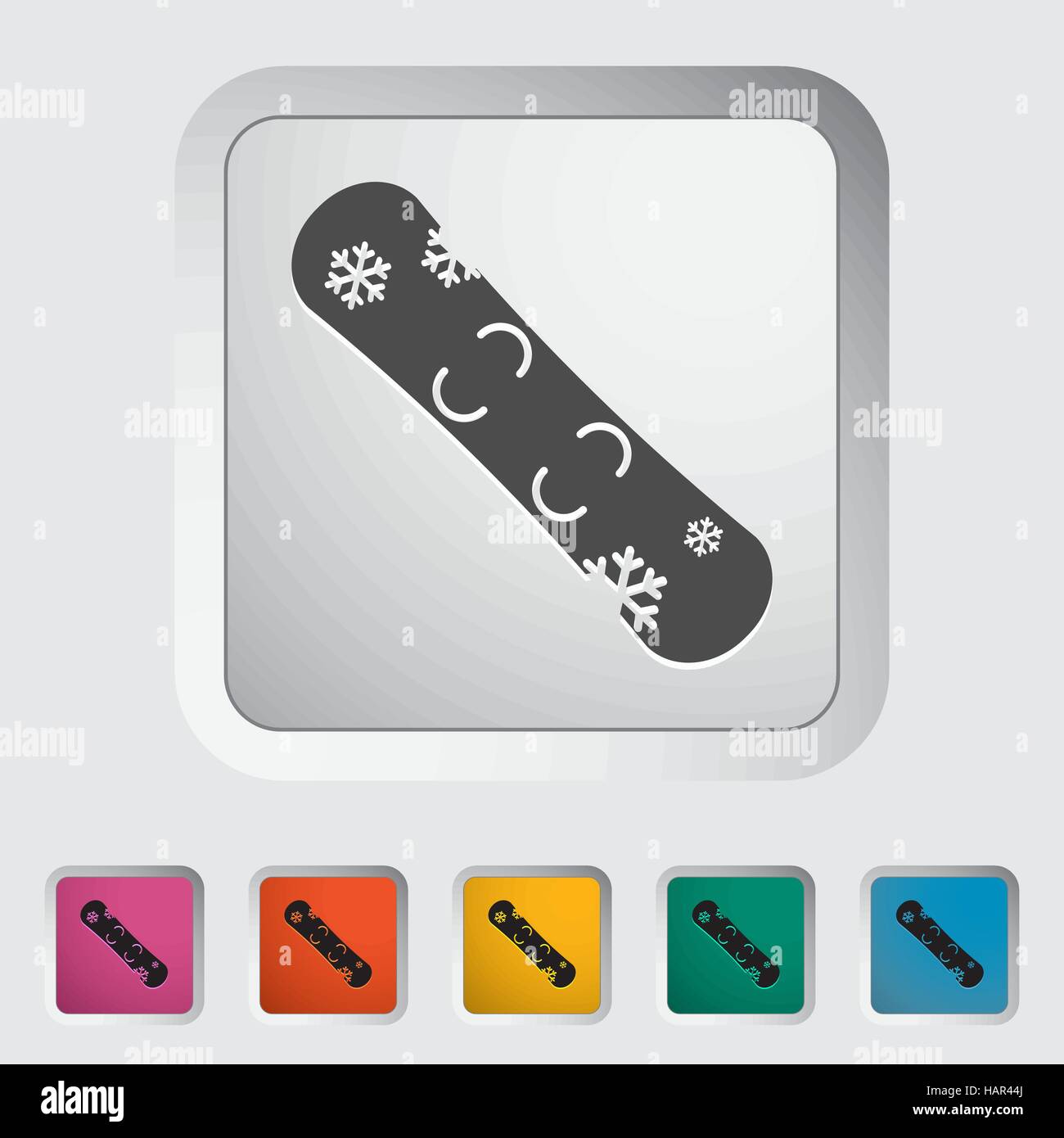 Snowboard. Single icon on the button. Vector illustration Stock Vector ...
