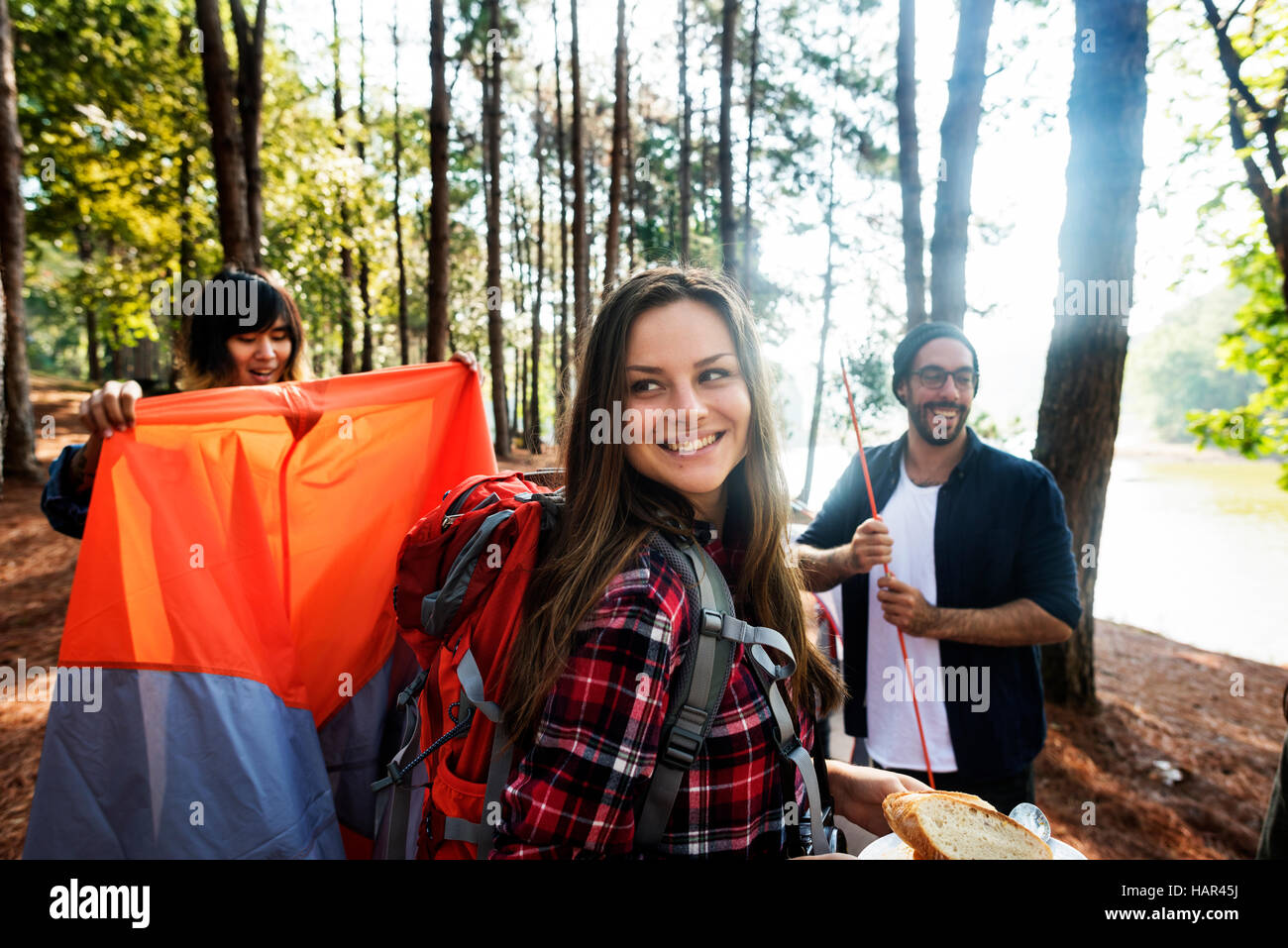 Friends Explore Nature Outdoors Concept Stock Photo - Alamy
