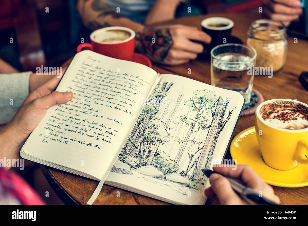 Coffee Table Drawing Nature Concept Stock Photo - Alamy