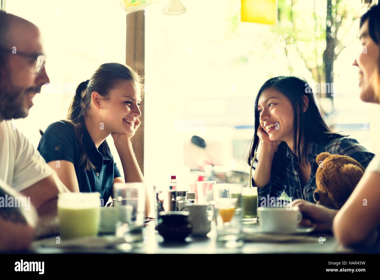 Group Of People Drinking Coffee Concept Stock Photo - Alamy