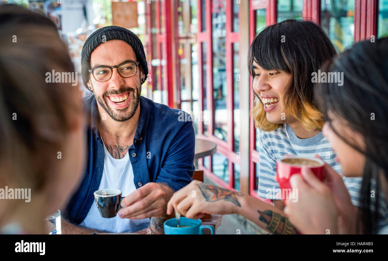 Group Of People Drinking Coffee Concept Stock Photo - Alamy