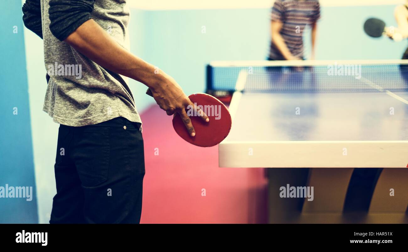 Table Tennis Ping-Pong Friends Sport Concept Stock Photo - Alamy