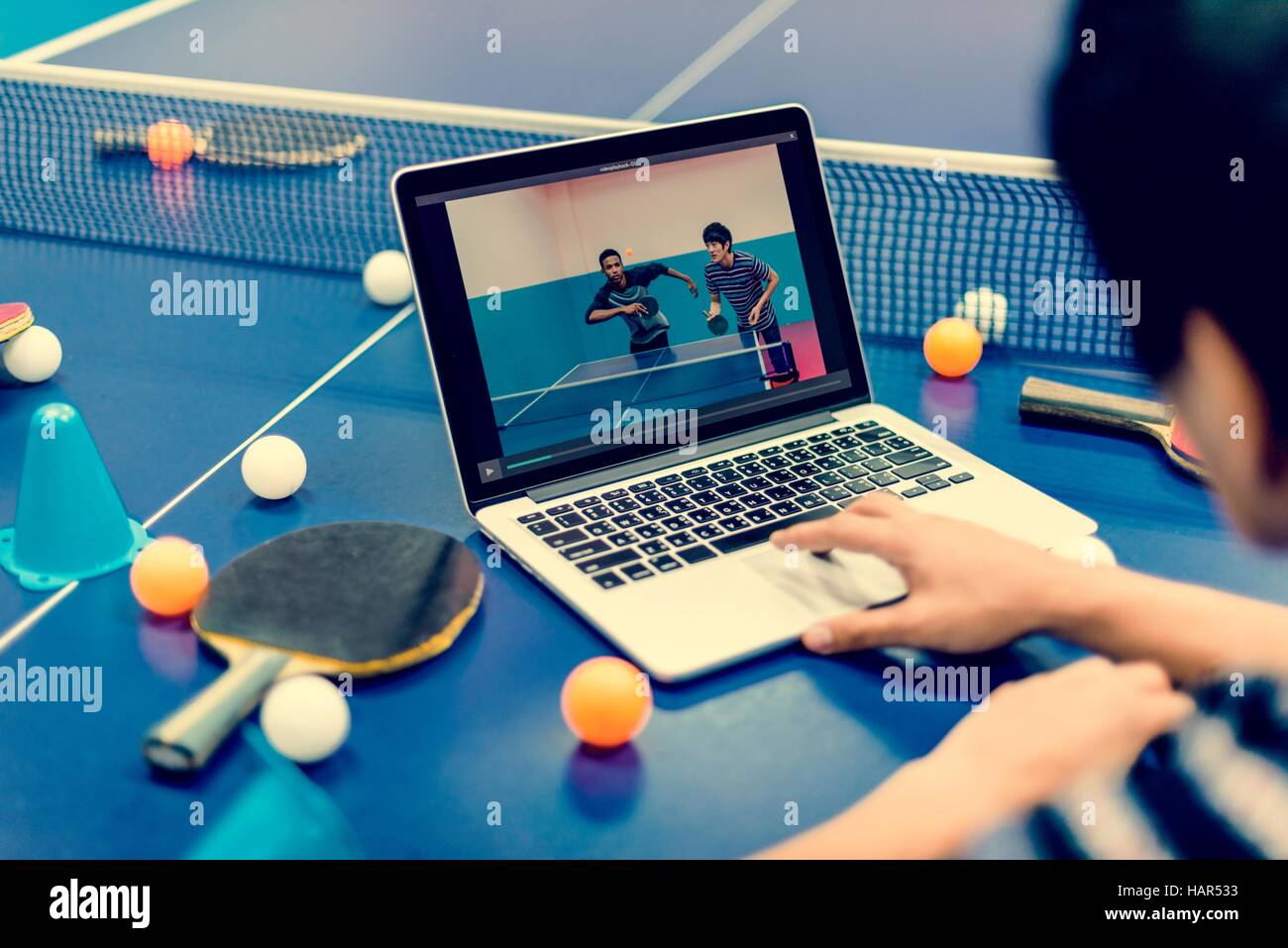 Ping Pong Table Tennis Game Practicing Sport Concept Stock Photo - Alamy