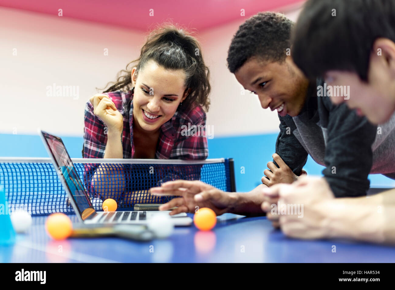 Table Tennis Ping-Pong Friends Sport Concept Stock Photo - Alamy