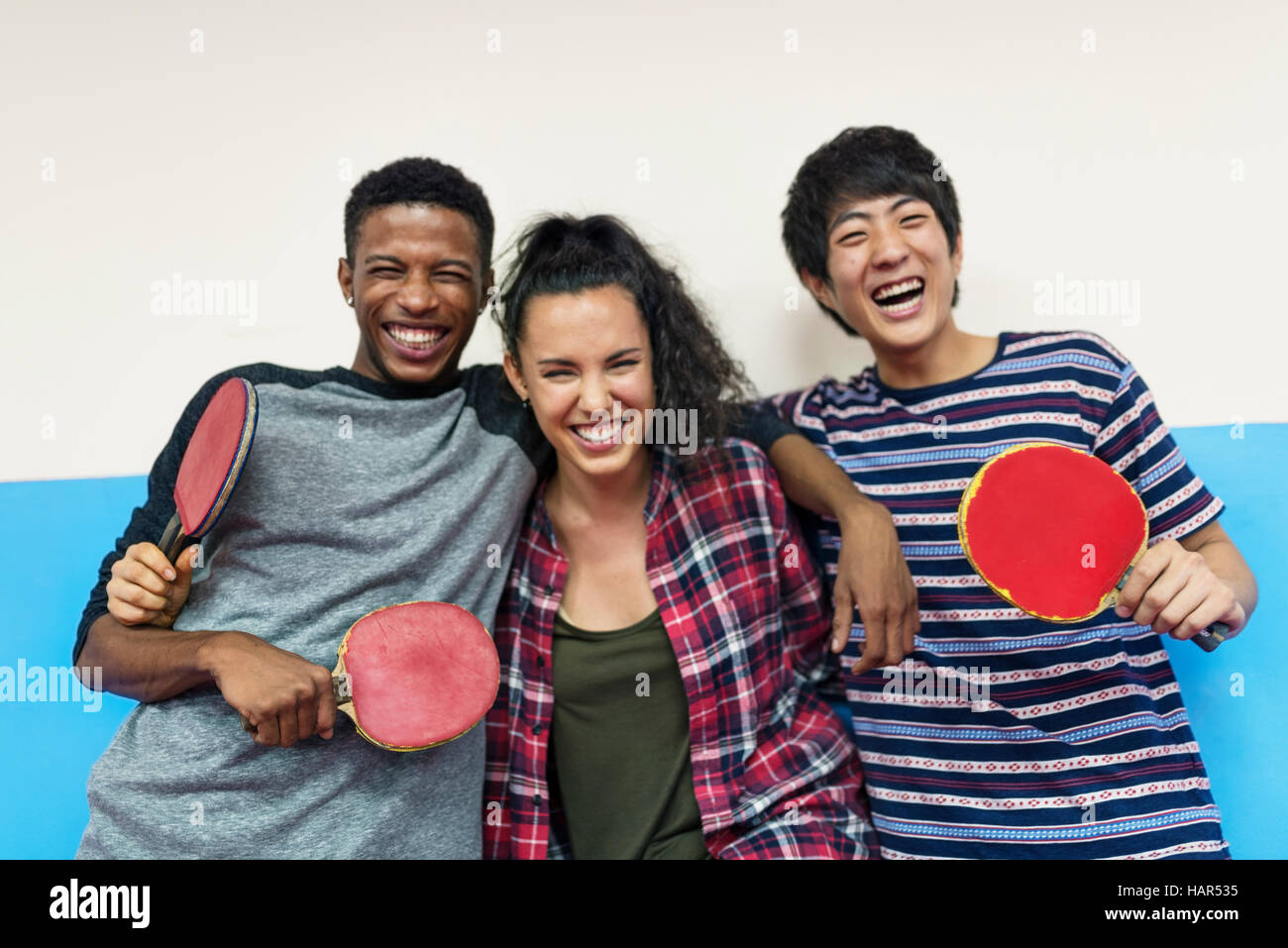 Table Tennis Ping-Pong Friends Sport Concept Stock Photo - Alamy