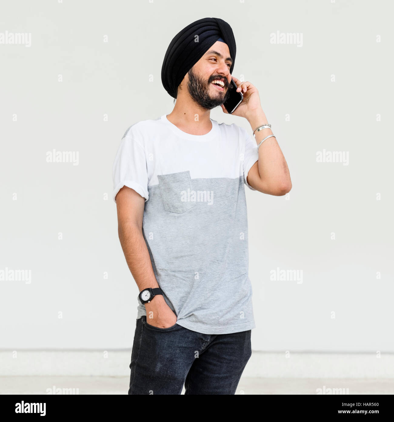 Man Indian Telecommunication Phone Connection Concept Stock Photo - Alamy
