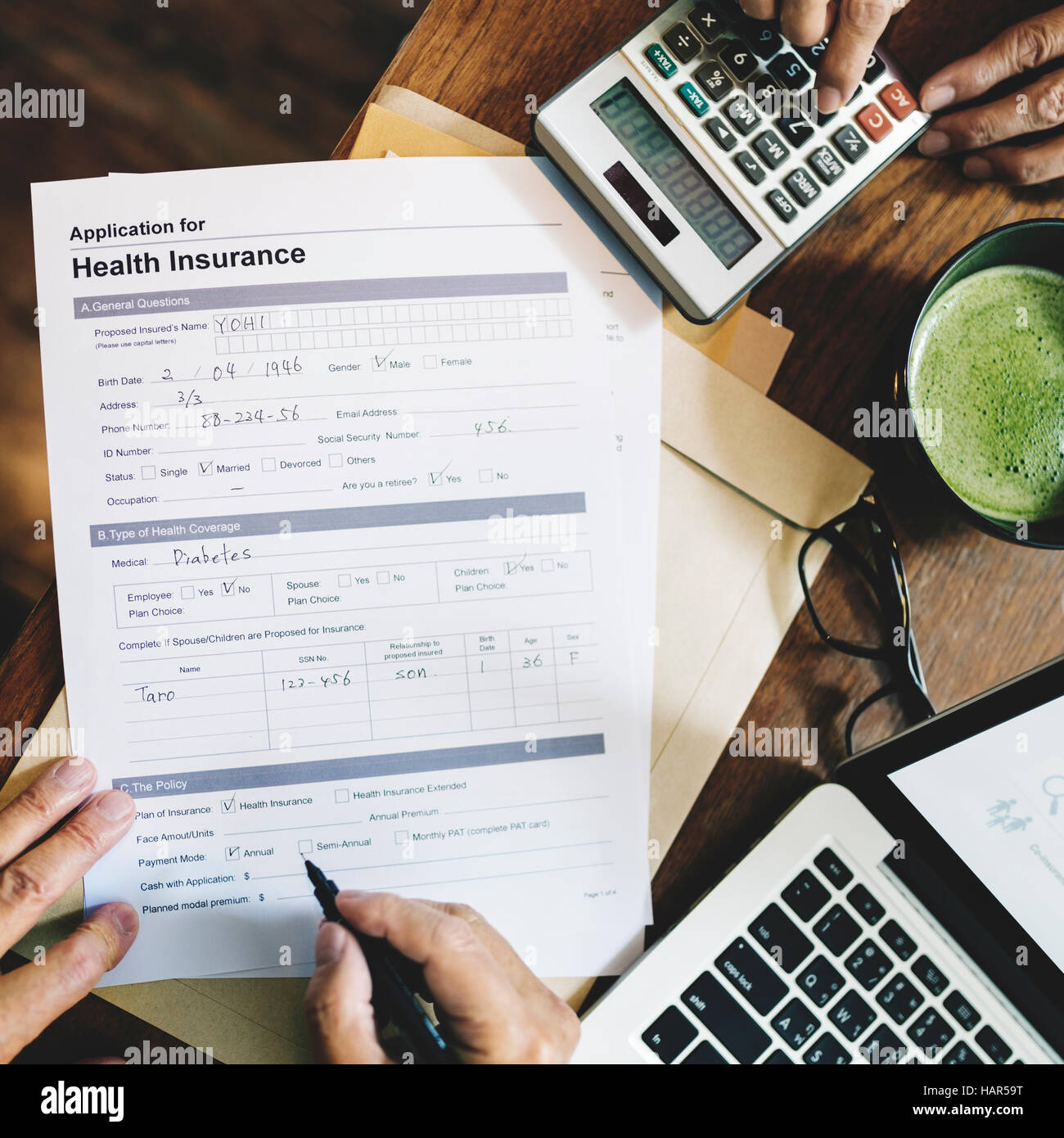 Health Insurance Application Form Concept Stock Photo - Alamy