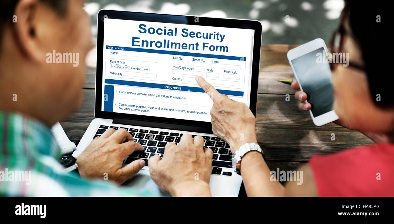 Social Security Enrollment Form Document Concept Stock Photo - Alamy