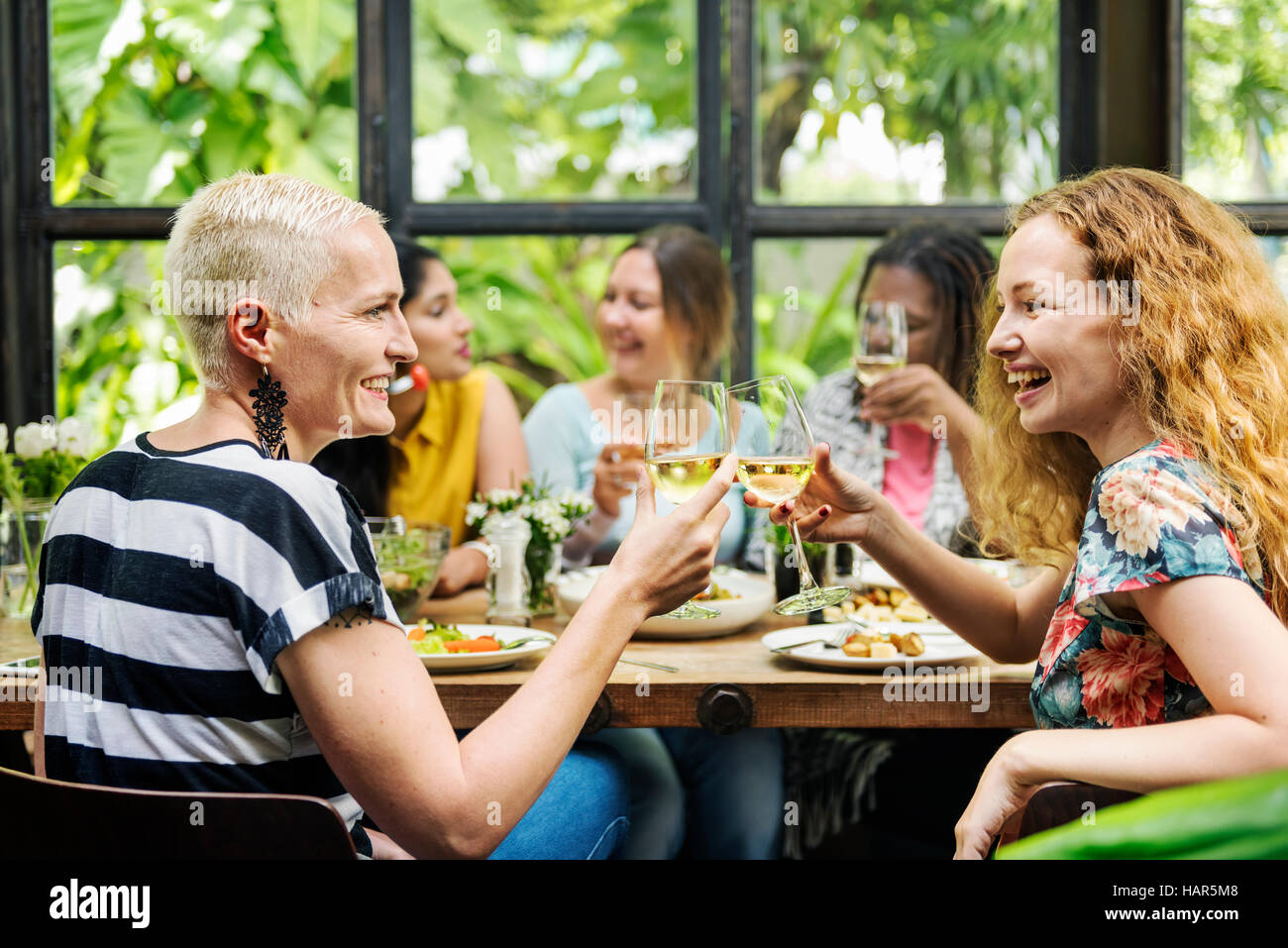 Woman Communication Dinner Together Concept Stock Photo - Alamy