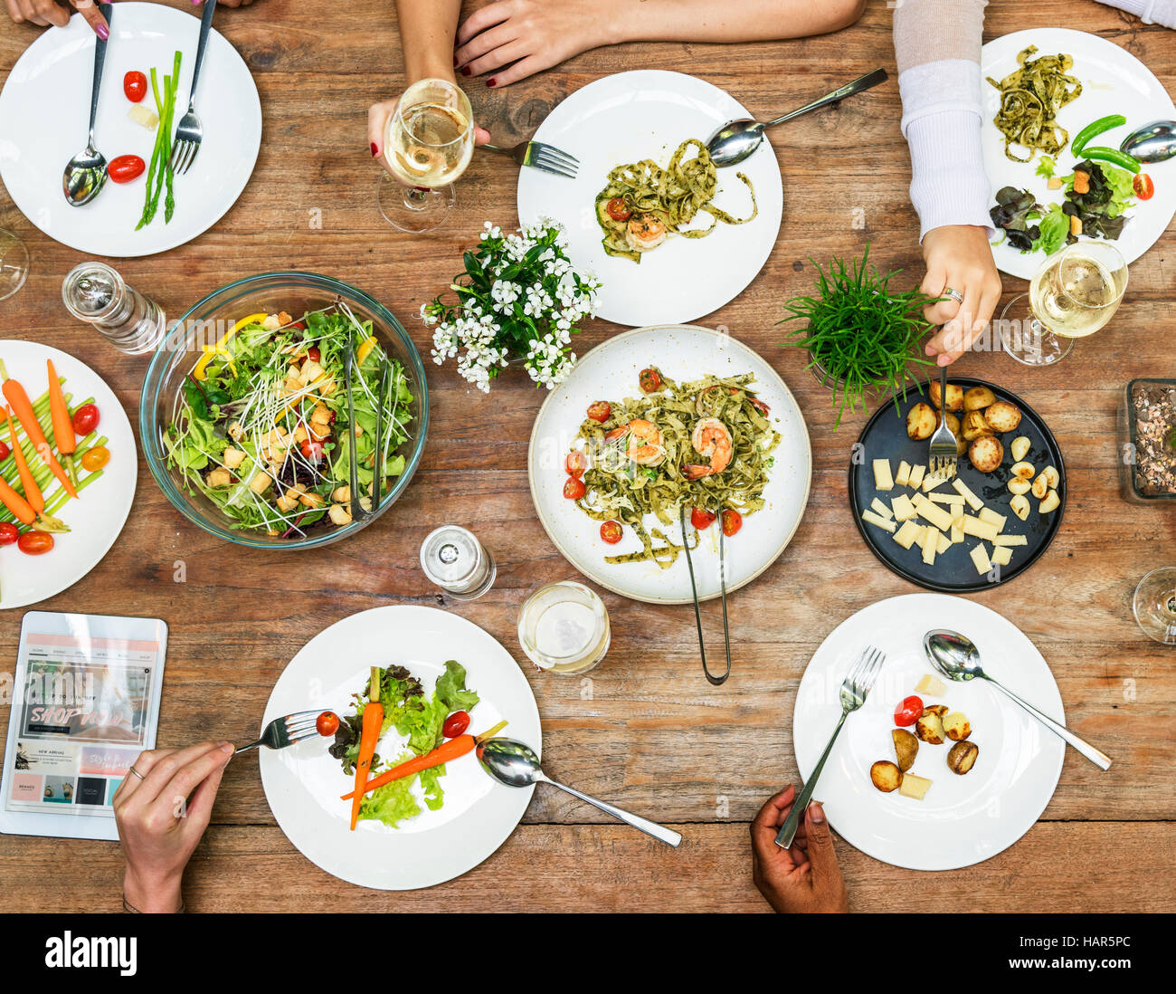 Lunch Celebration Meeting Friends Concept Stock Photo - Alamy