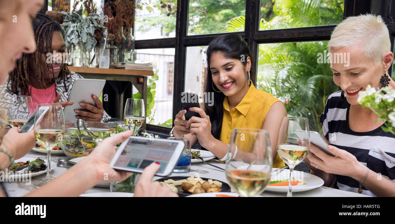 Women Browsing Devices Connection Concept Stock Photo - Alamy