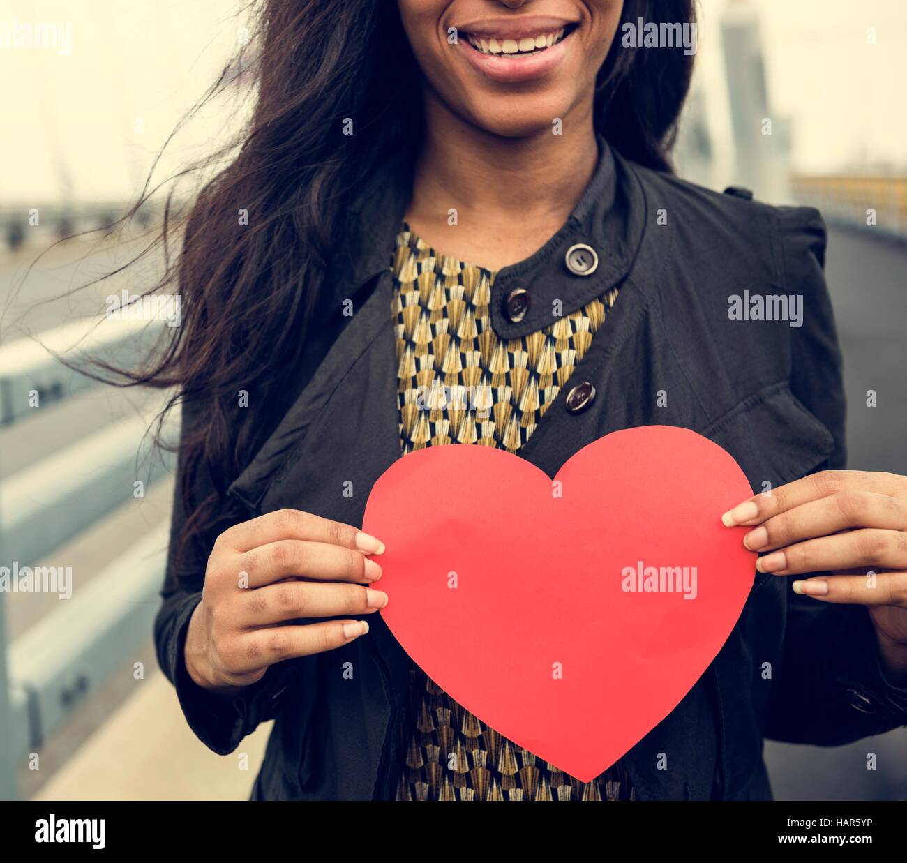 African Woman Holding Heart Shape Symbol Love Concept Stock Photo - Alamy