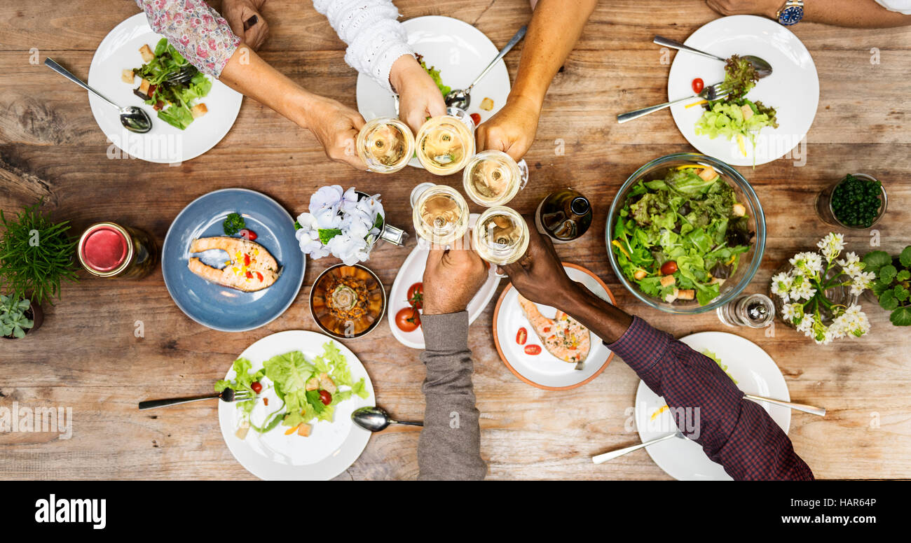 Group of Friends Celebration Happy Meal Concept Stock Photo - Alamy