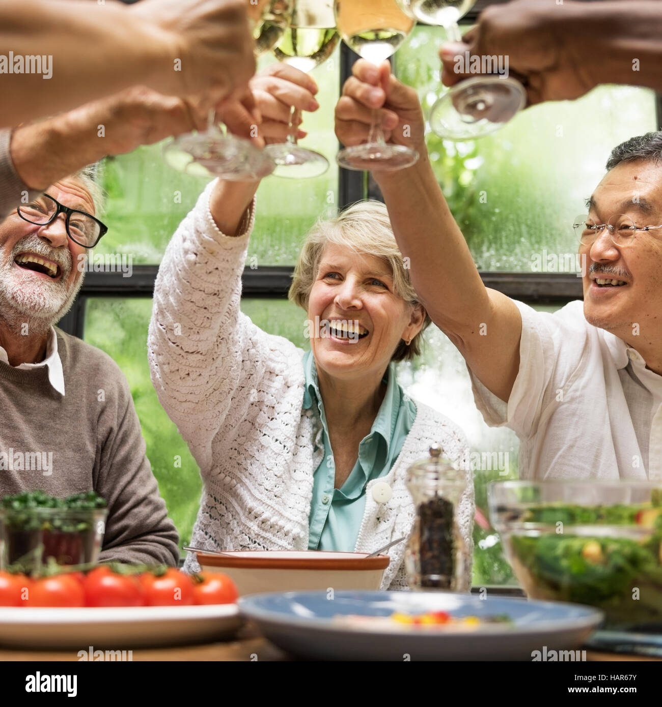 Group of Senior Retirement Meet up Happiness Concept Stock Photo - Alamy