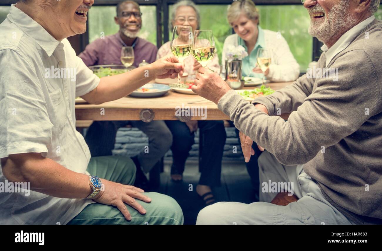 Group of Senior Retirement Meet up Happiness Concept Stock Photo - Alamy