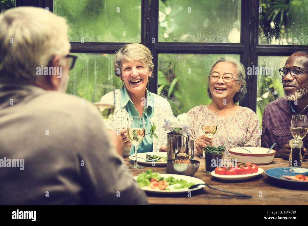Group of Senior Retirement Meet up Happiness Concept Stock Photo - Alamy