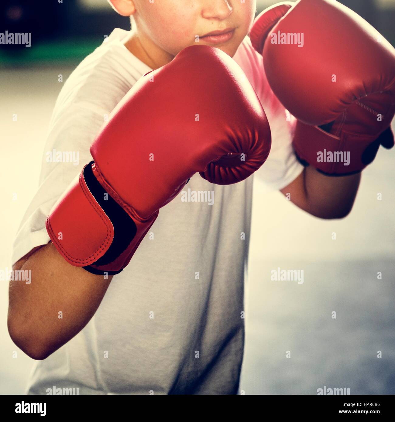 Boy Boxing Training Gym Punching Concept Stock Photo - Alamy