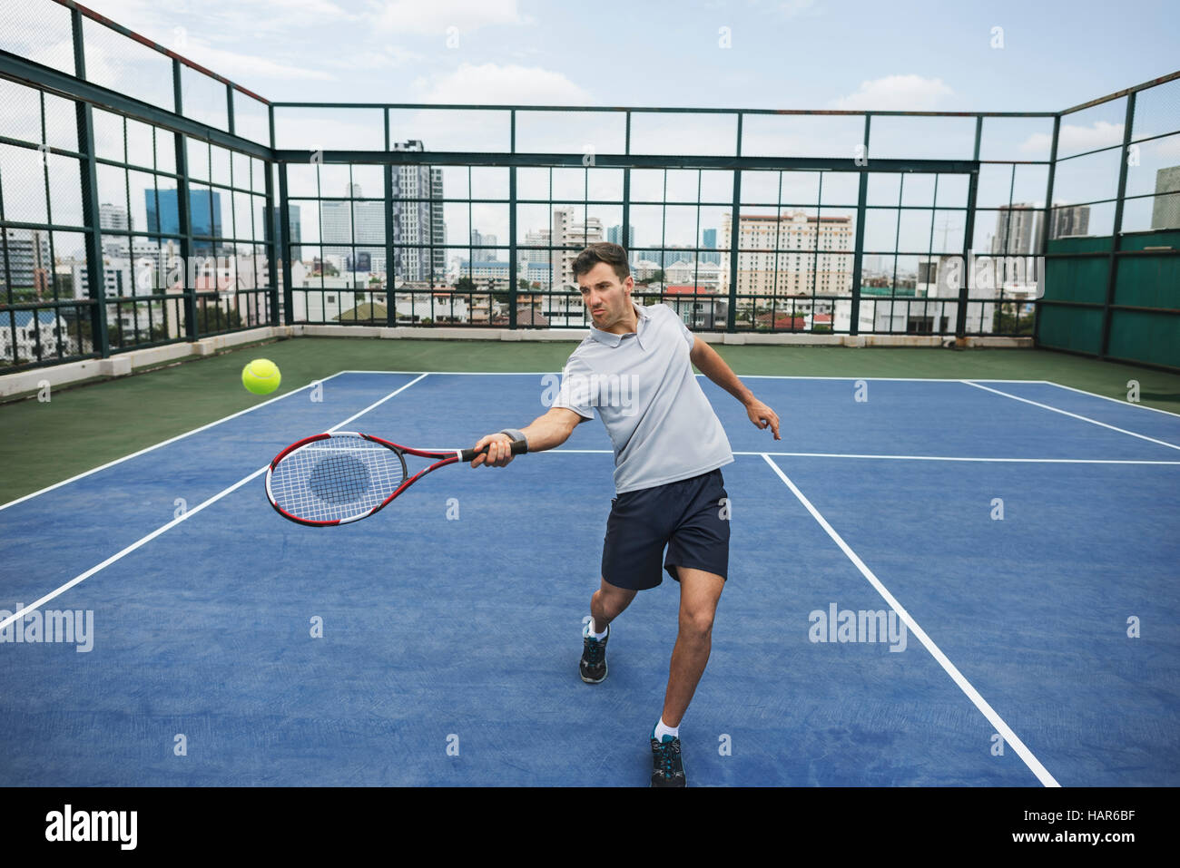 Action competition professional racket stretching hi-res stock ...