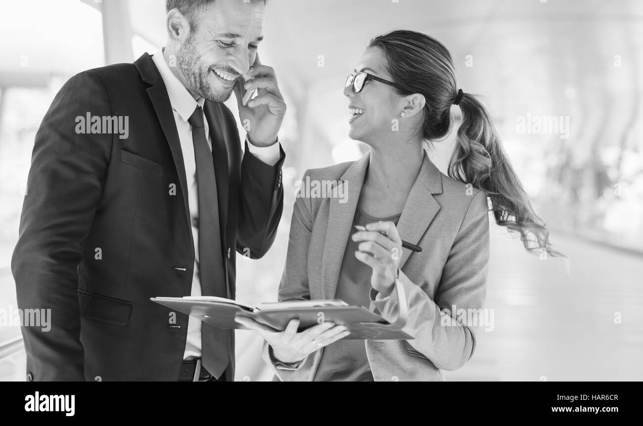 Business People Discussion Mobile Phone Telecommunication Concept Stock ...