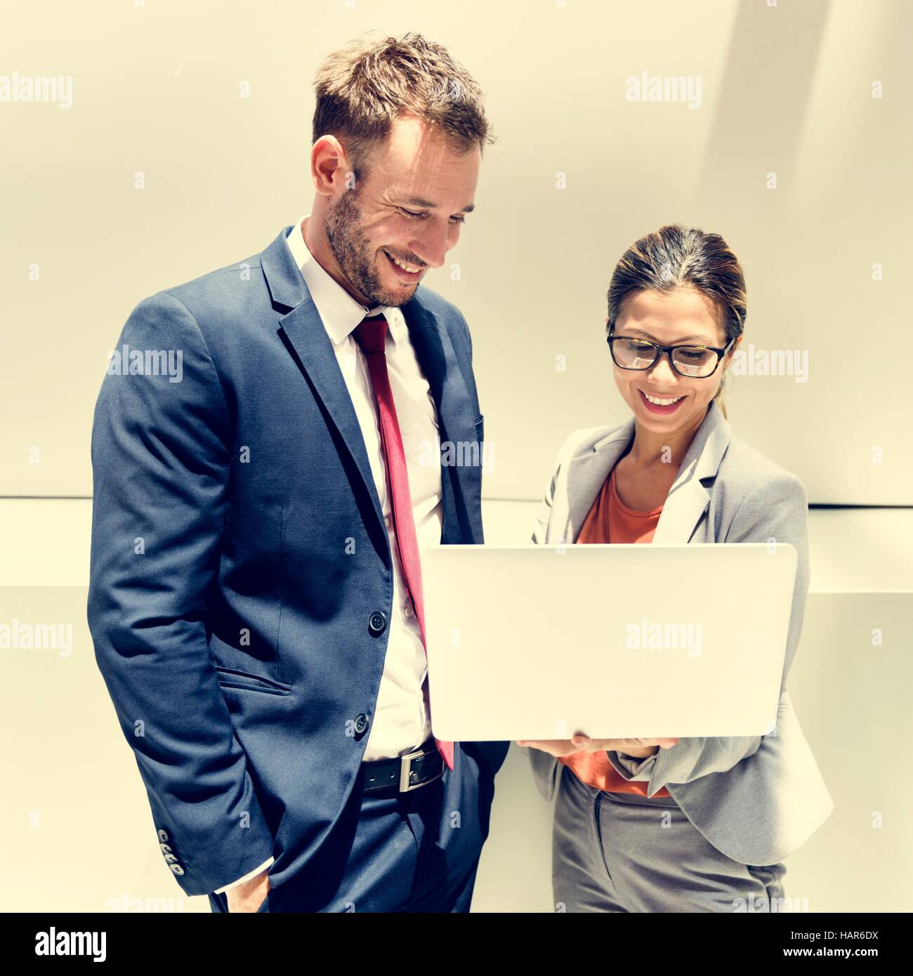 Business People Discussion Laptop Technology Togetherness Concept Stock ...