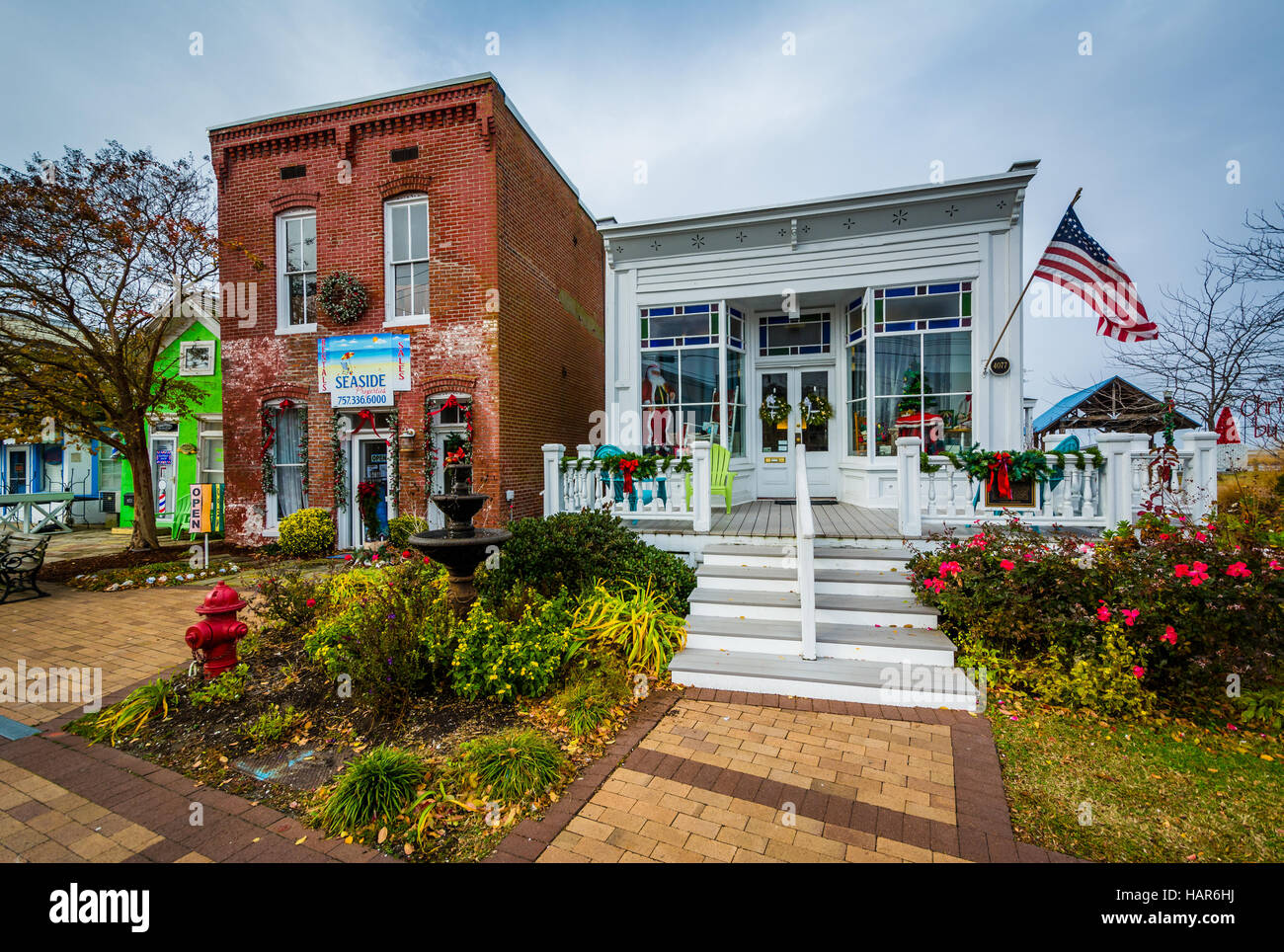 Buildings on Main Street, in Chincoteague Island, Virginia Stock Photo ...