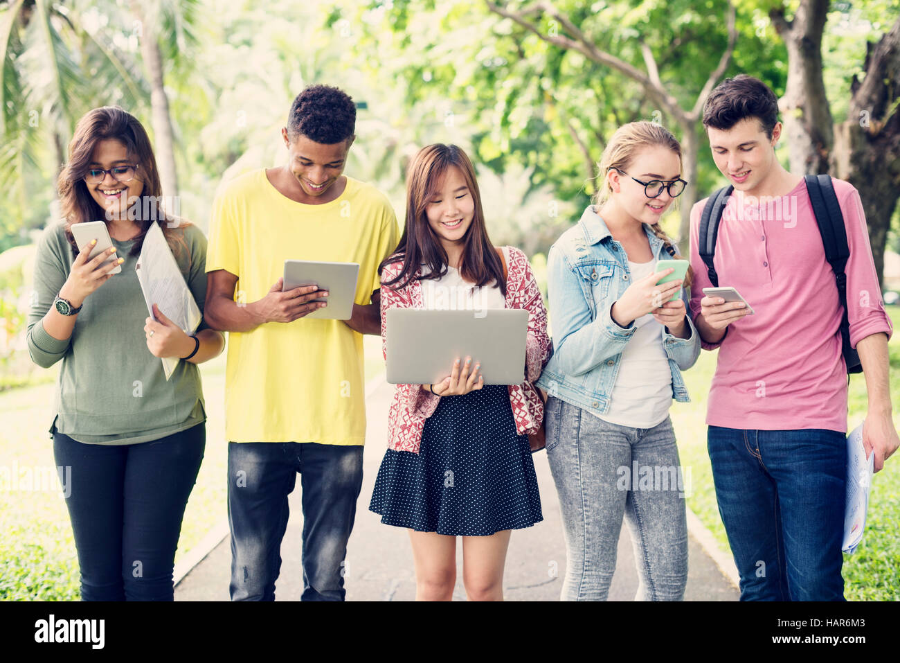Diverse People Walking Technology Campus Concept Stock Photo - Alamy