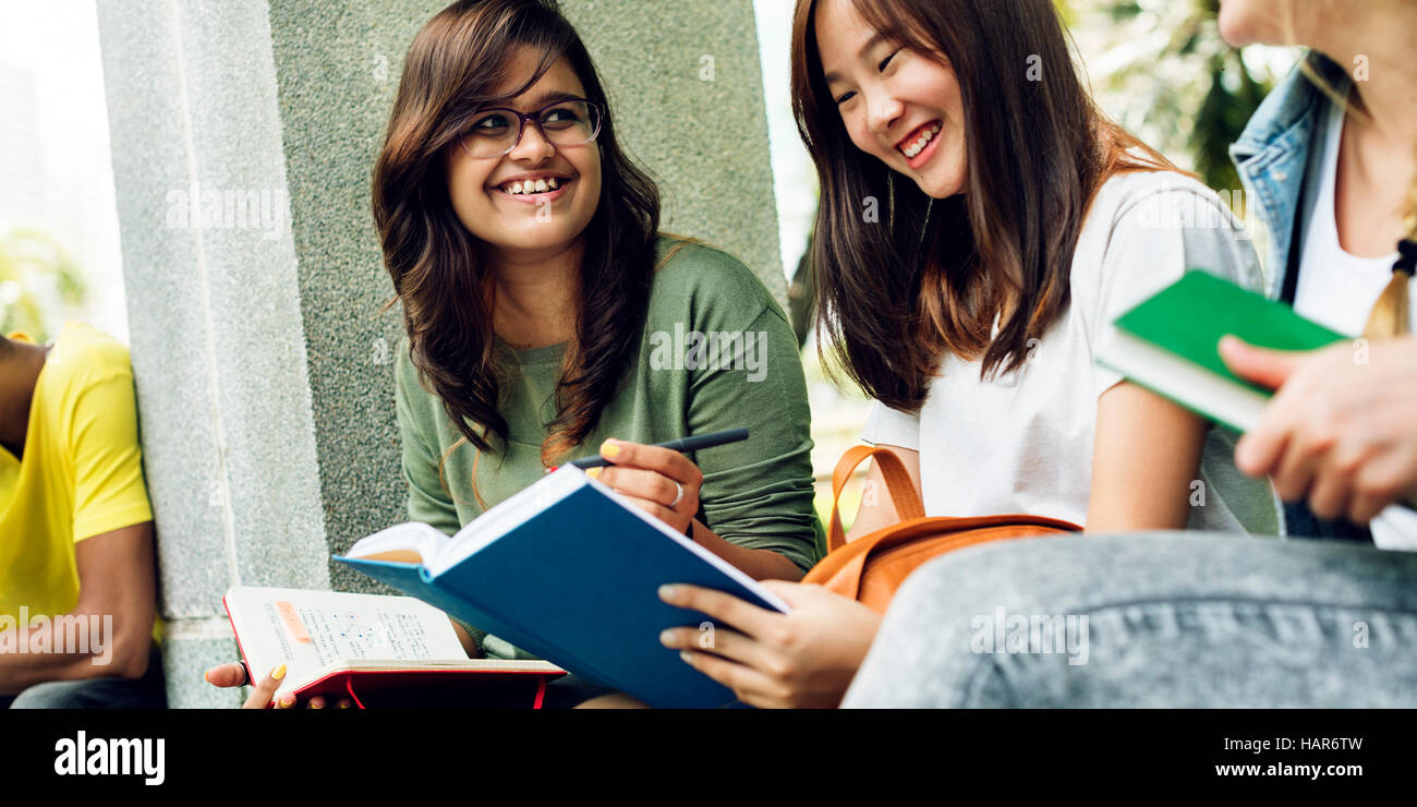 Girls Friends Studying Together Concept Stock Photo - Alamy