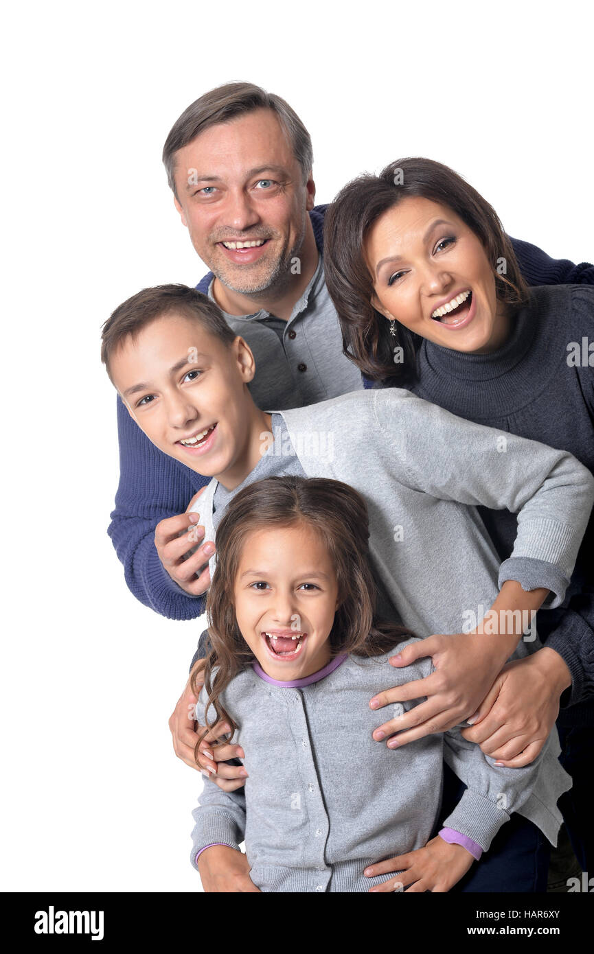Happy family of four Stock Photo - Alamy