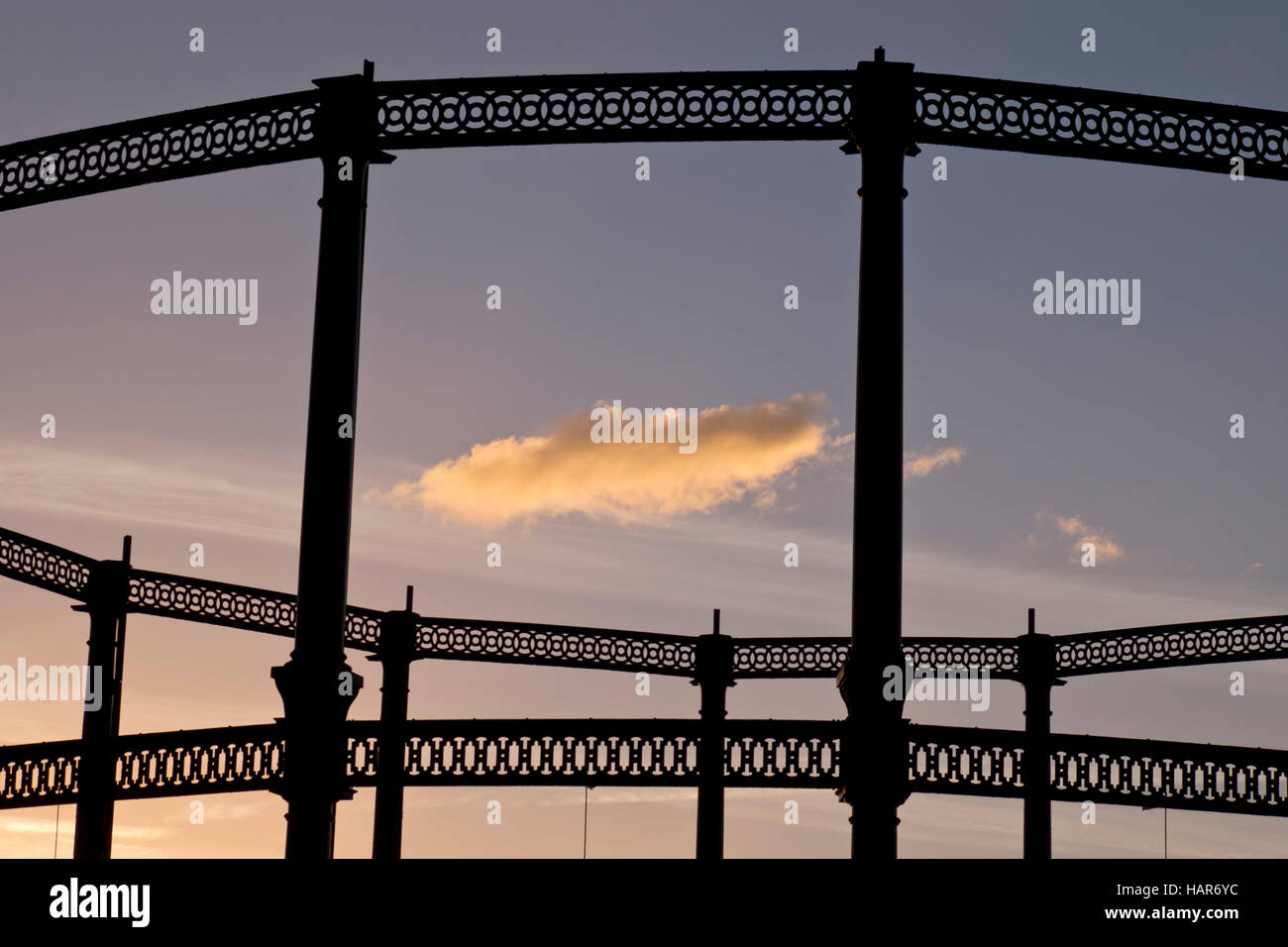 Gasworks at sunset by Regent's canal,London,UK Stock Photo - Alamy