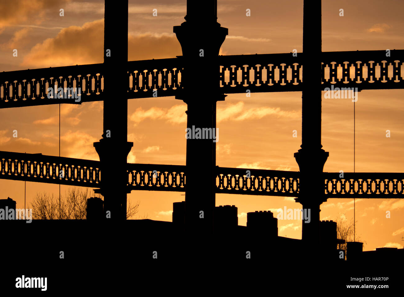 Gasworks at sunset by Regent's canal,London,UK Stock Photo - Alamy