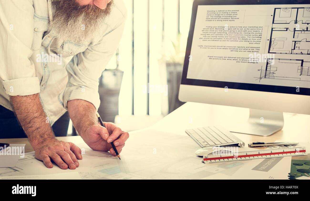 Design Studio Architect Creative Occupation Blueprint Computer Concept ...