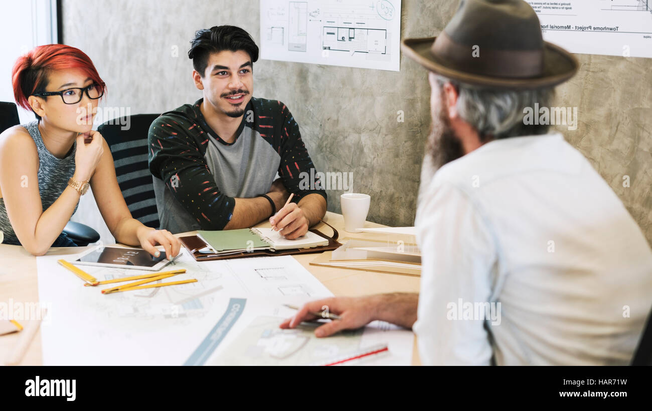 Design Studio Architect Creative Occupation Meeting Blueprint Concept ...