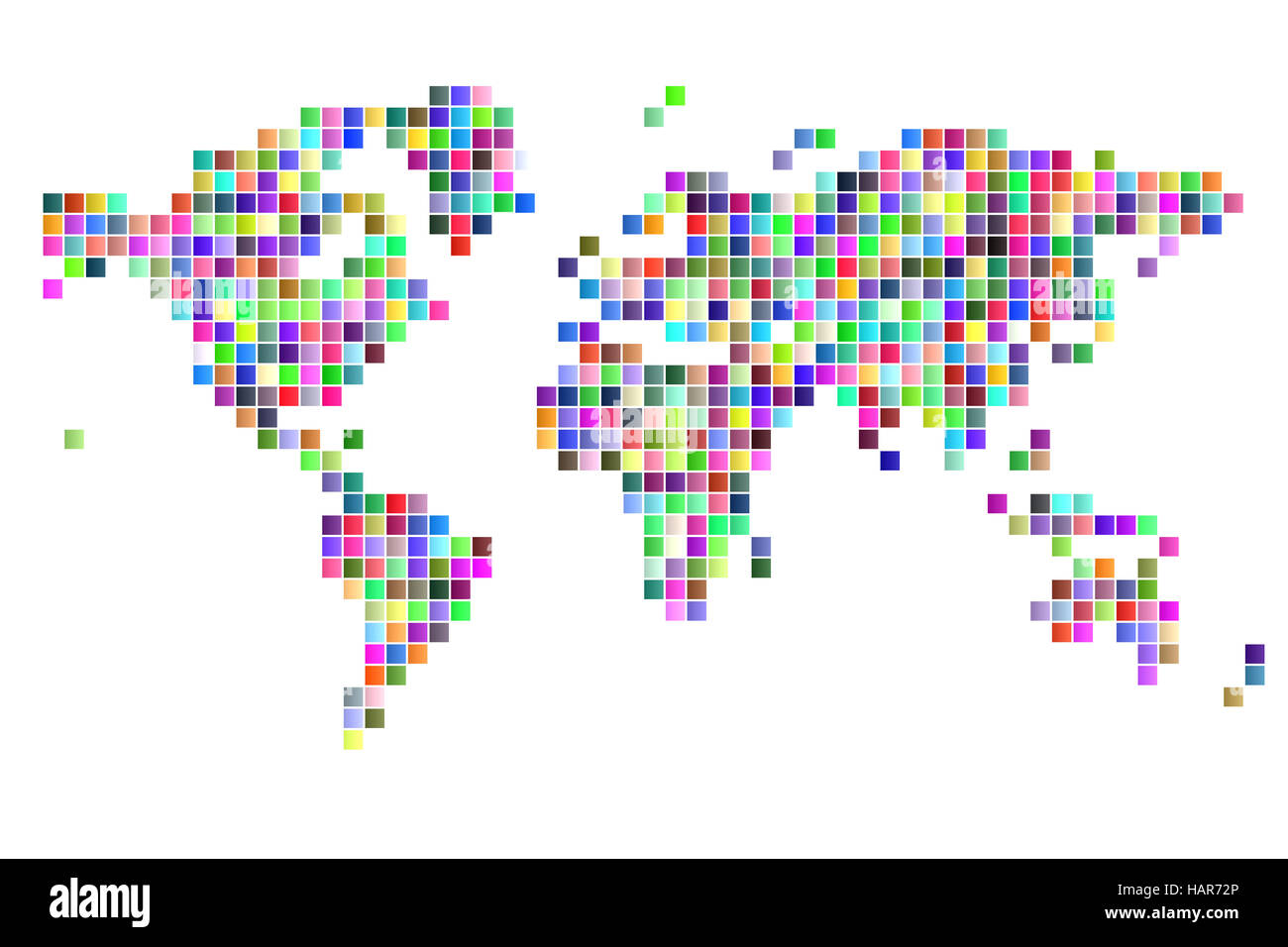 world map square pixels random colored Stock Photo - Alamy