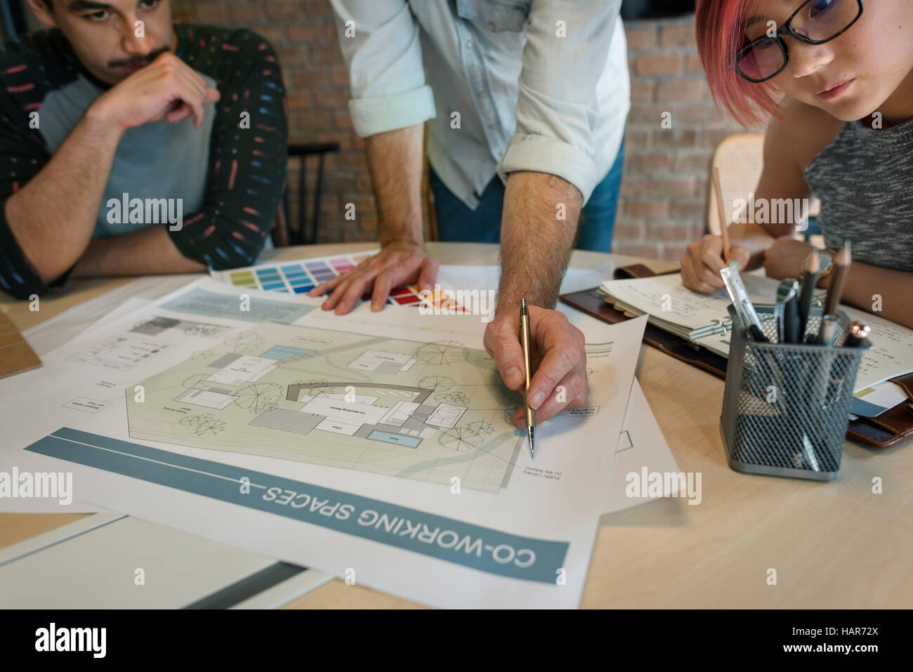 Design Studio Architect Creative Occupation Meeting Blueprint Concept ...