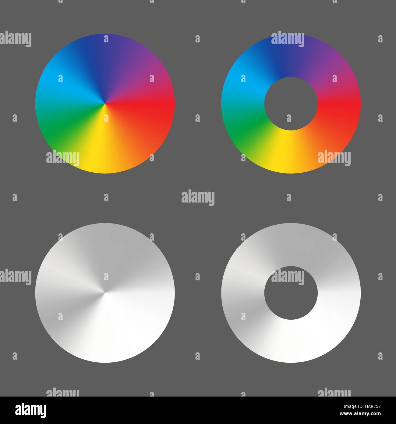 Radial gradient vector circle ring rainbow and monochrome. Vector ...