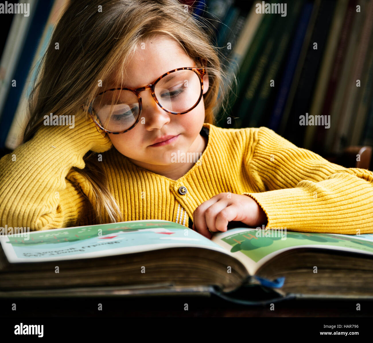 Adorable Cute Girl Reading Storytelling Concept Stock Photo - Alamy