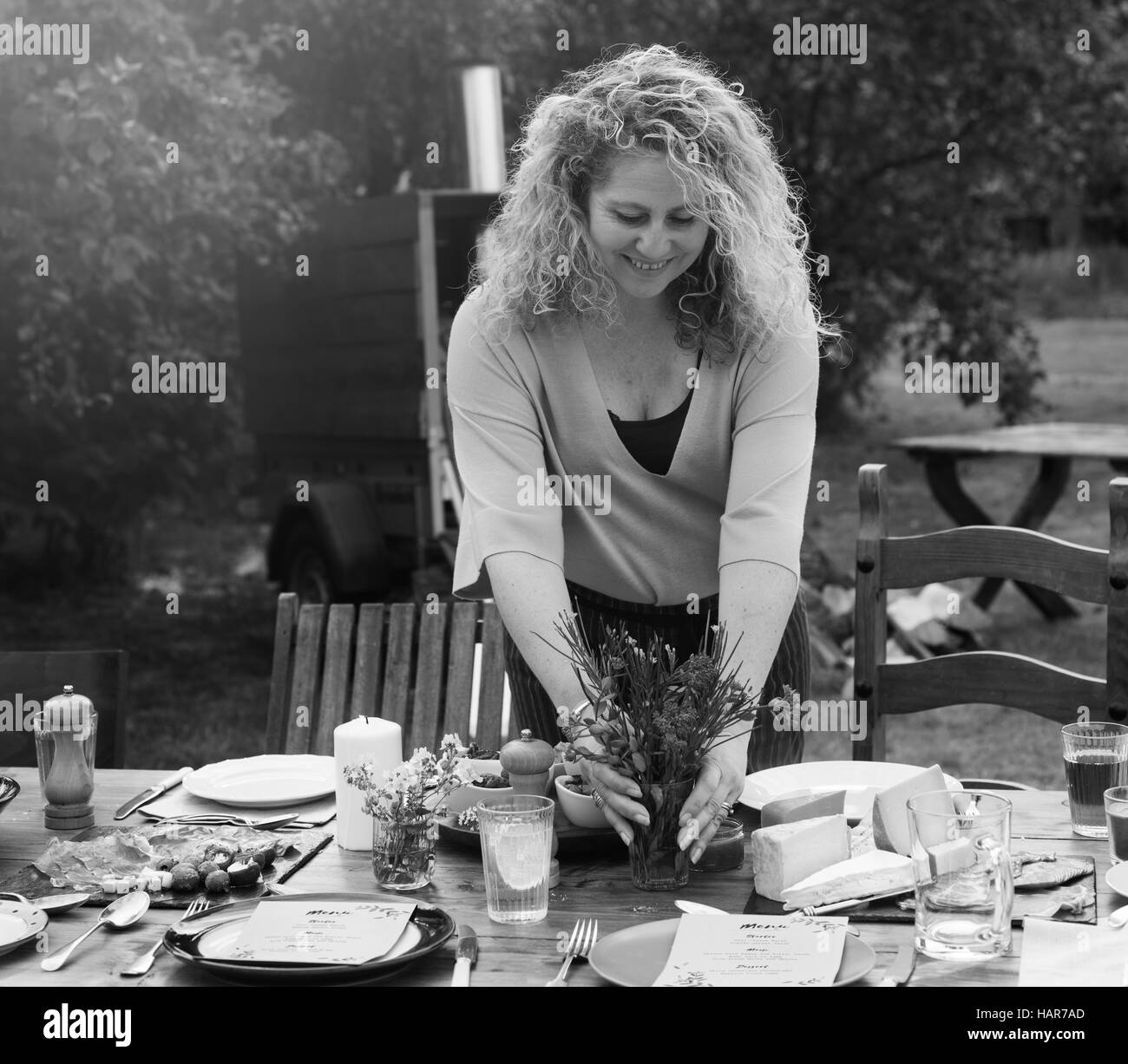 Woman Preparing Black and White Stock Photos & Images - Alamy