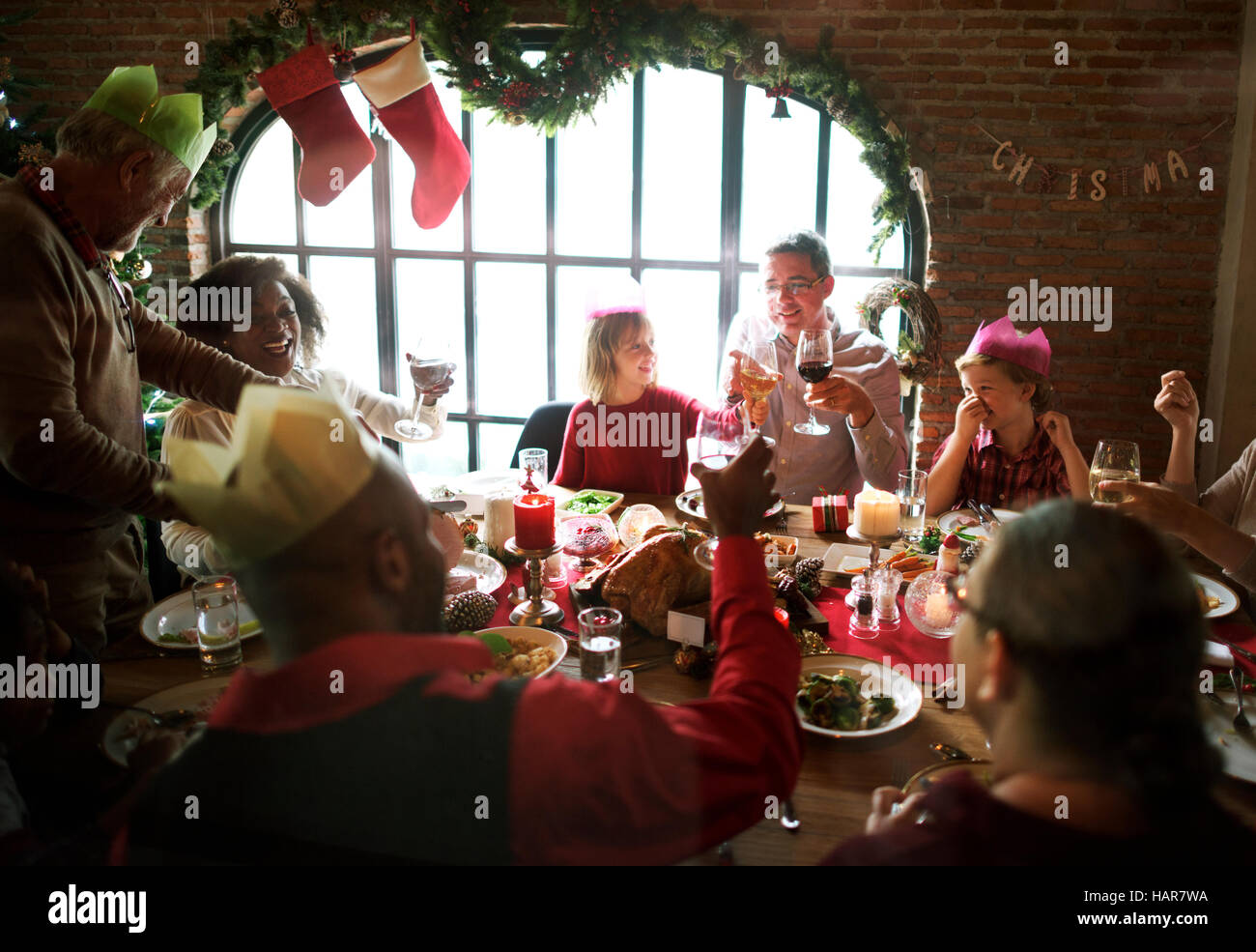 Family Together Christmas Celebration Concept Stock Photo - Alamy