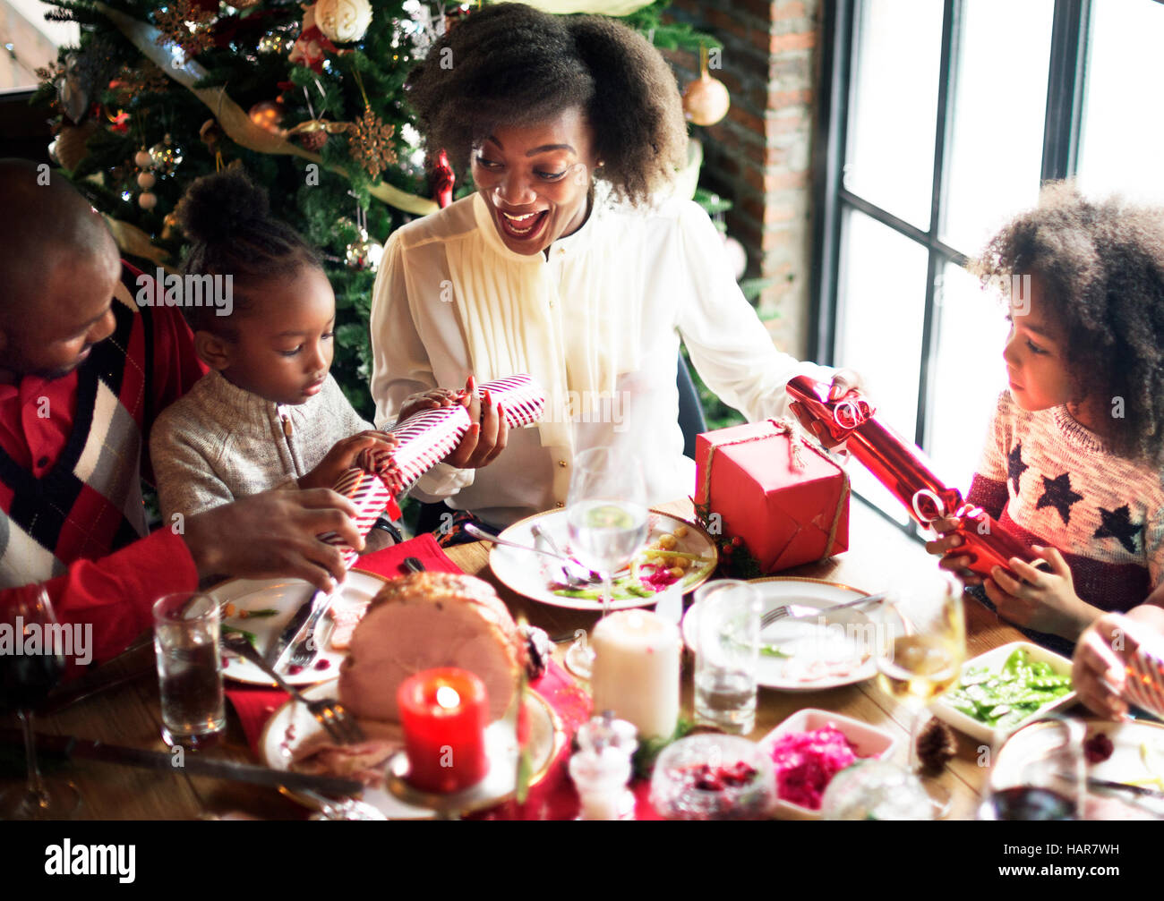 Family Together Christmas Celebration Concept Stock Photo - Alamy
