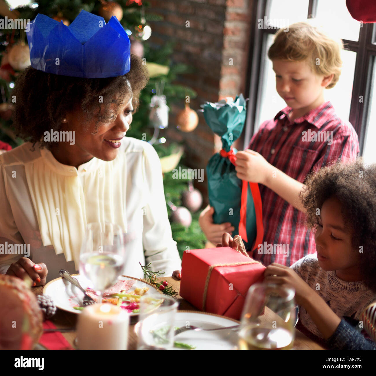 Family Together Christmas Celebration Concept Stock Photo - Alamy