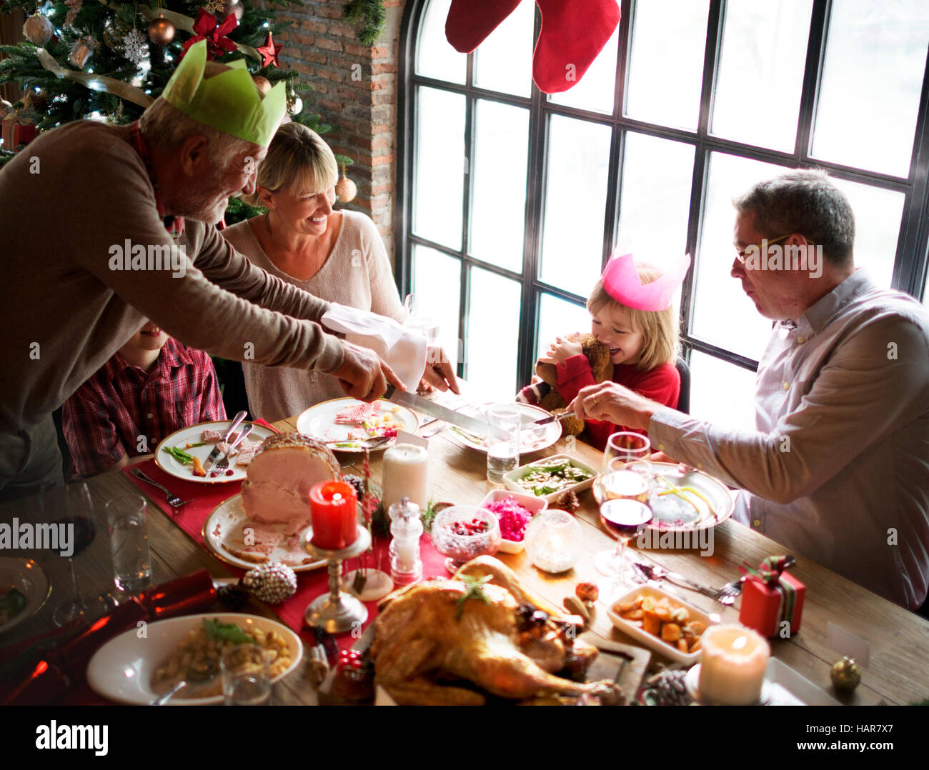 Family Together Christmas Celebration Concept Stock Photo - Alamy