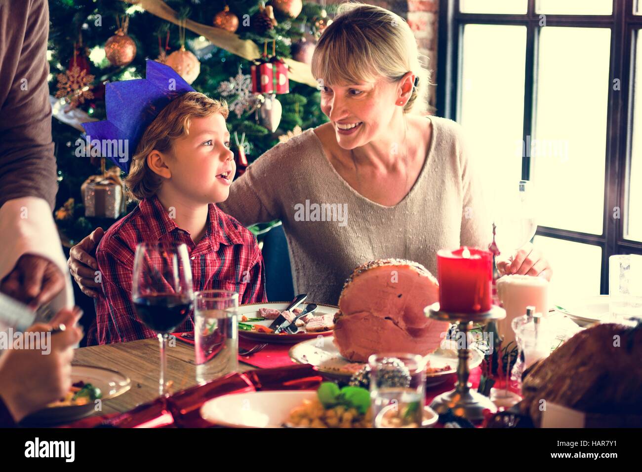 Family Together Christmas Celebration Concept Stock Photo - Alamy