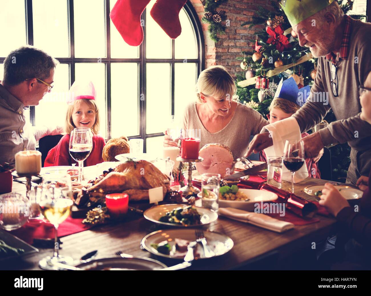 Family Together Christmas Celebration Concept Stock Photo - Alamy