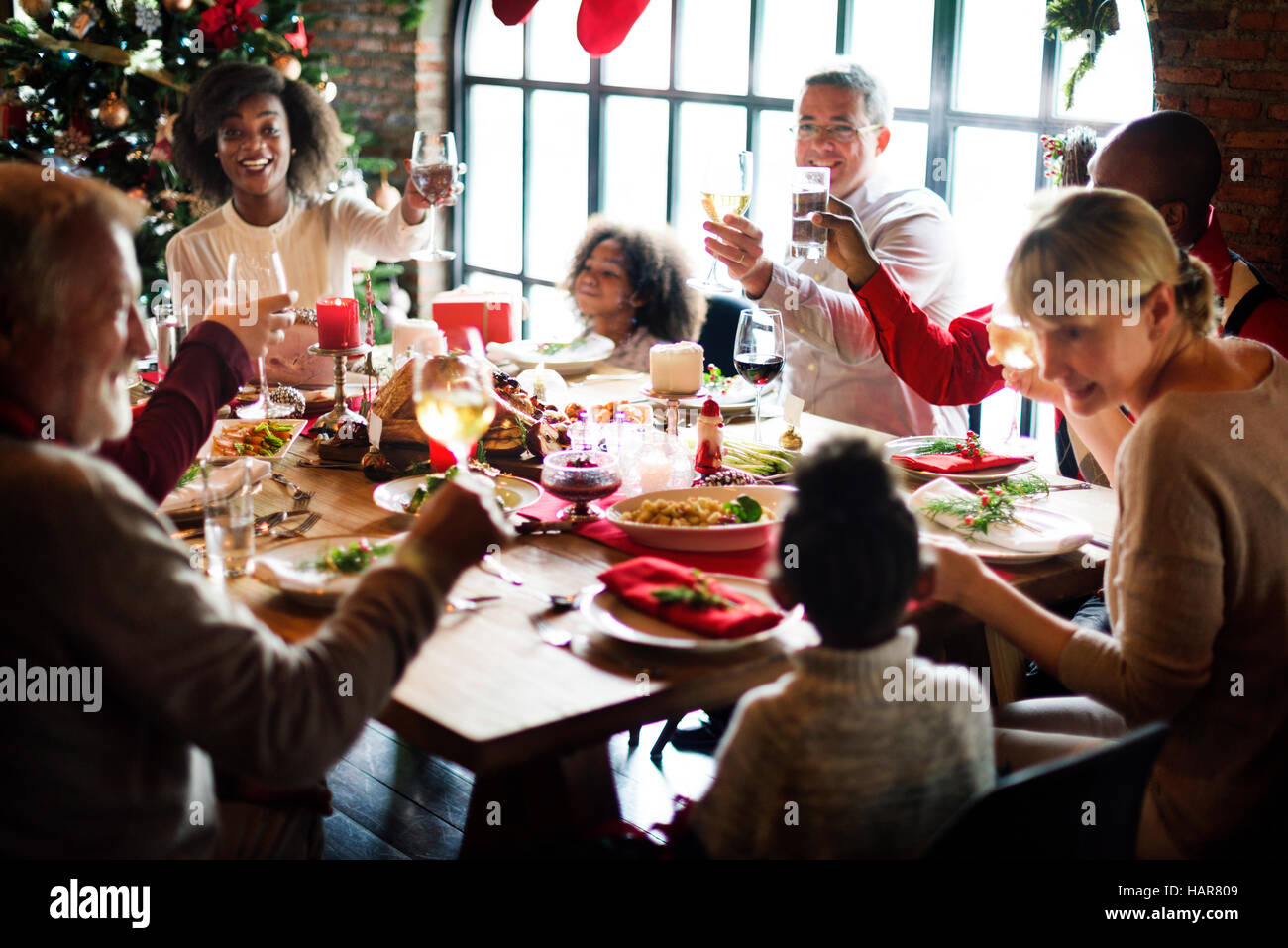 Family Together Christmas Celebration Concept Stock Photo - Alamy