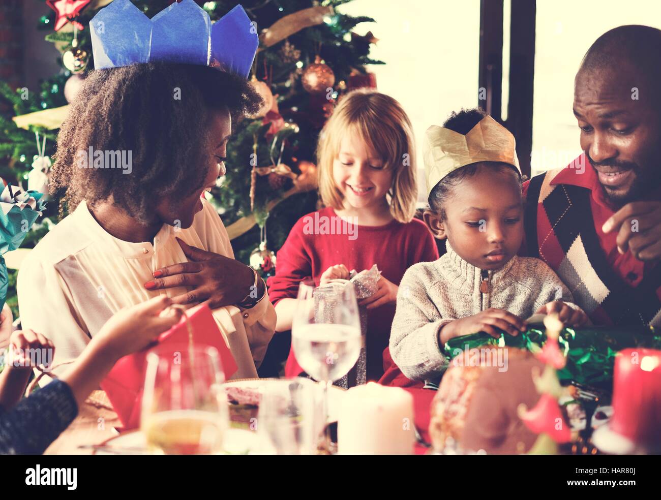 Family Together Christmas Celebration Concept Stock Photo - Alamy