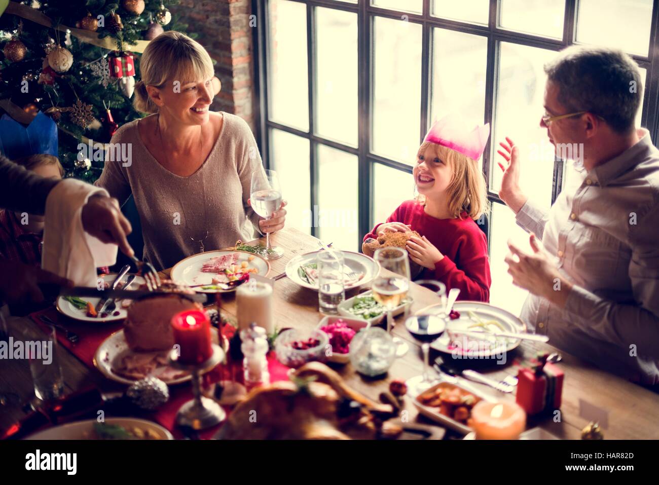 Family Together Christmas Celebration Concept Stock Photo - Alamy