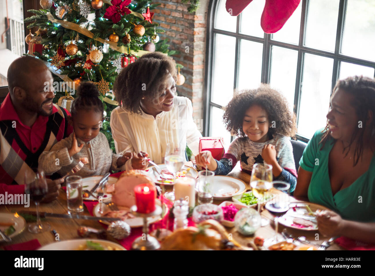 Family Together Christmas Celebration Concept Stock Photo - Alamy