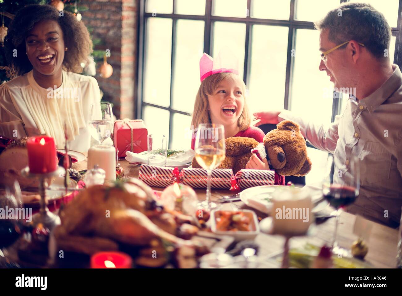 Family Together Christmas Celebration Concept Stock Photo - Alamy